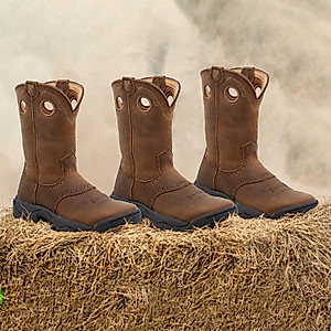 Twisted X Women's 9" All Around Work Boot - Versatile Women's Western Work Boots - Distressed Saddle, Water Resistant Oiled Leather Shaft, Made for Barn Use - 11 M, Distressed Saddle & Distressed