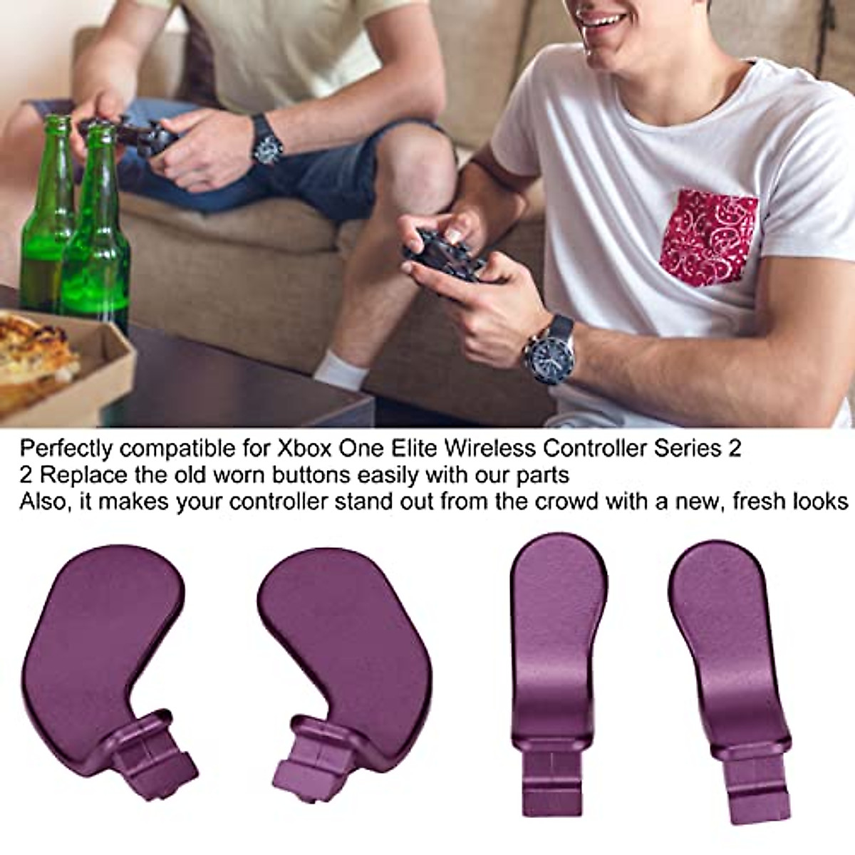 Metal Paddle Replacement, Easy To Replace Simple Operation 4pcs Controller Paddles Interchangeable Improve Accuracy for Elite Controller(Purple)