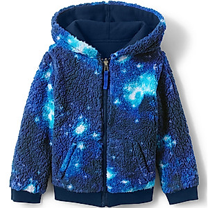 Lands' End Pattern Sherpa Lined Hoodie Blue Galaxy Space Kids Husky XX-Large