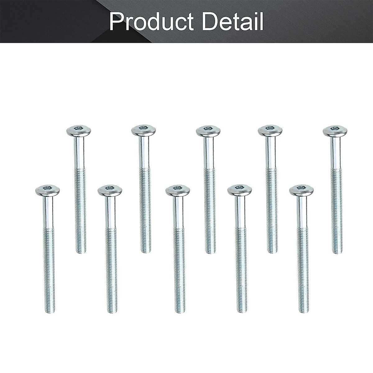 MroMax 10Pcs M6 x 80mm Flat Head Hex Socket Cap Screws Bolts, Blue Zinc Plated Carbon Steel Partial Thread Furniture Screws for Assemble Cabinets, Baby Beds, Tables and Chairs