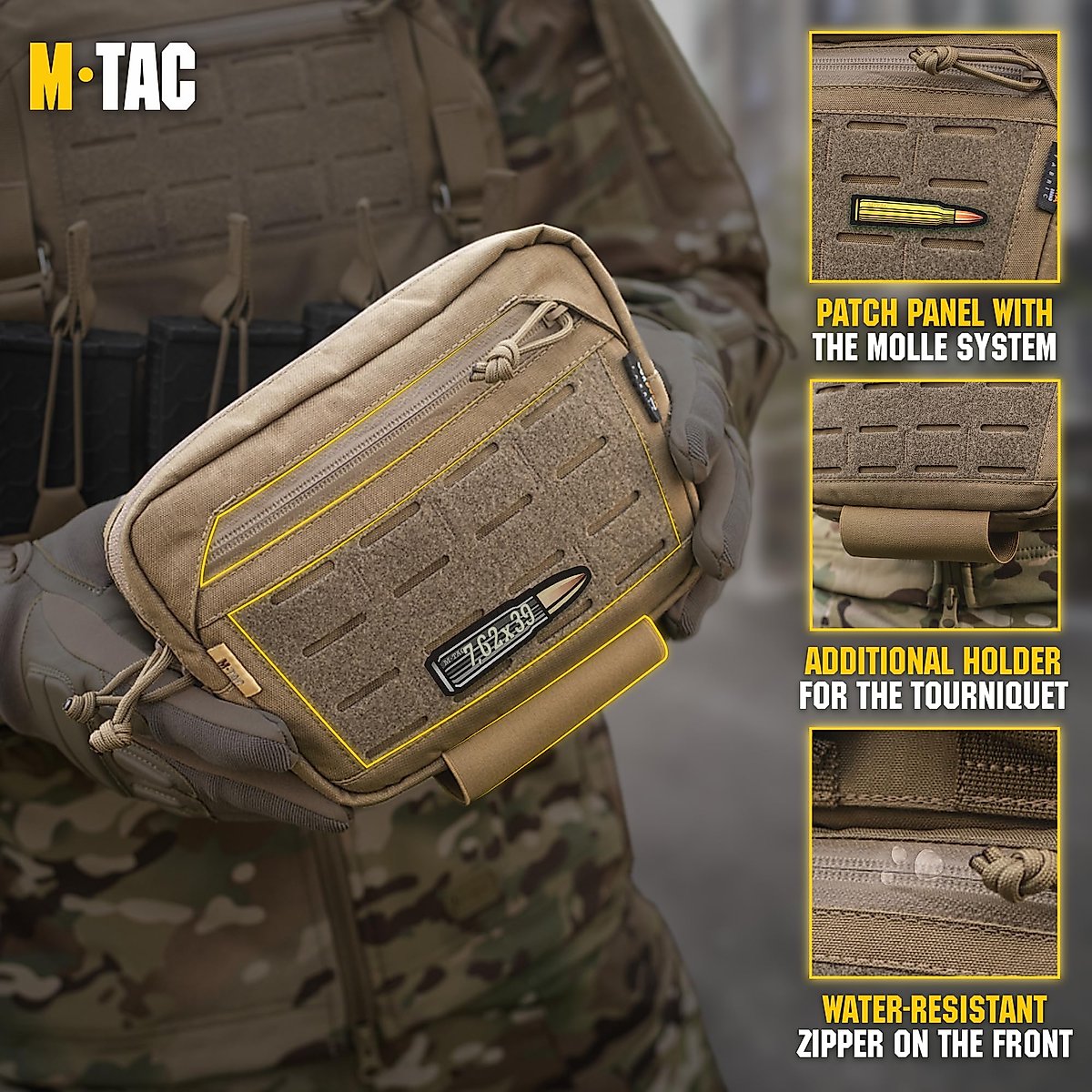 M-Tac Elite Dangler Pouch Large - Tactical Drop Down Utility Pouch with Hook & Loop Carrying - Dump Tool Pouch Carrying Kit Lower Bag (Coyote)