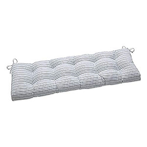 Pillow Perfect Outdoor/Indoor Austin Pewter Tufted Bench/Swing Cushion, 1 Count (Pack of 1), Grey