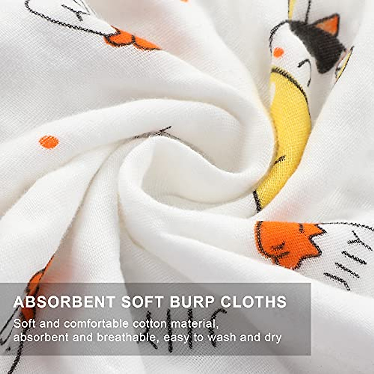 JULBEAR 6 Pack Burp Cloths for Baby, Toddler Burp Cloths Large 20 ×10 Inches Organic Cotton Muslin Burp Cloths for Boys & Girls, Newborn Towel Absorbent Burping Rag