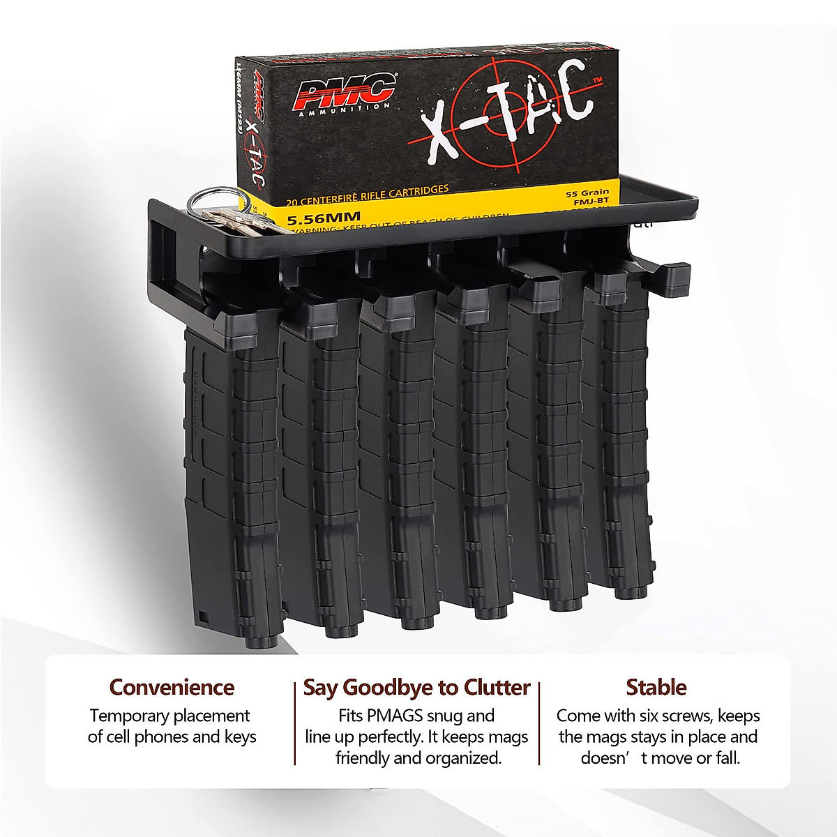 Adoreal Solid ABS Standard A15 Magazines Rack Wall Mount with Storage Shelf, Mag Holder Wall Mount, Wall Magazines Display Fit Gen 1 Magazines