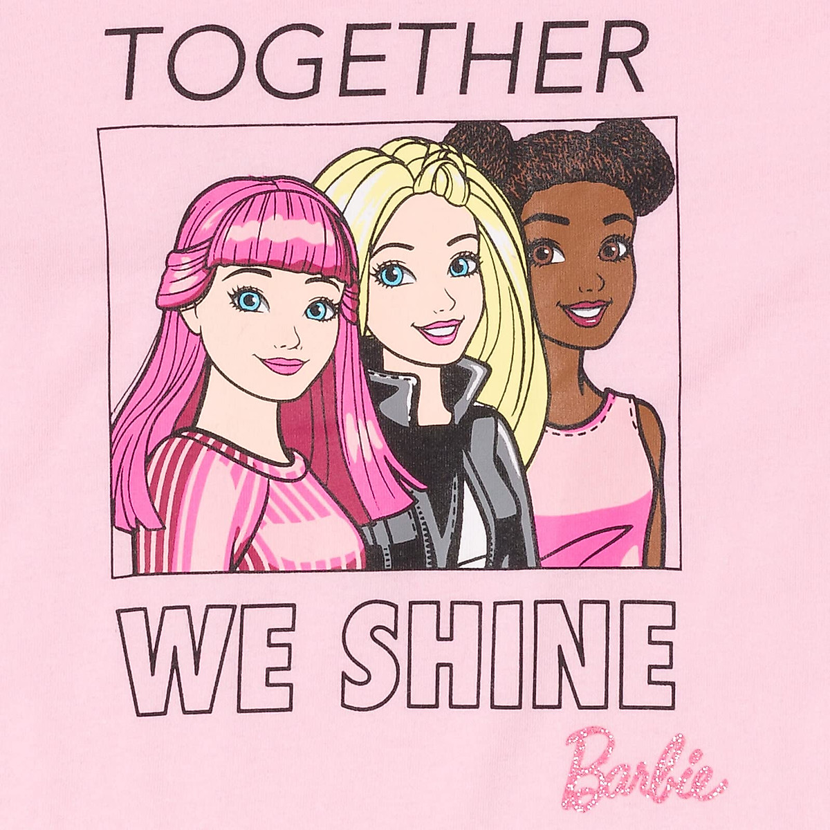 Barbie Little Girls Zip Up Fleece Hoodie Graphic T-Shirt and Leggings 3 Piece Outfit Set Gray 6