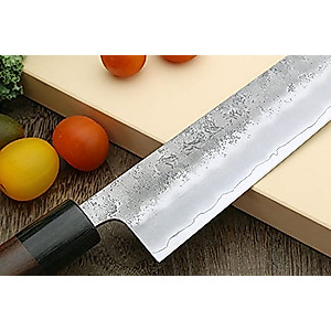 Yoshihiro Stainless Clad Nashiji Ginsan High Carbon Stain Resistant Steel Kiritsuke Multipurpose Chefs Knife (9.5"(240mm) & Saya)