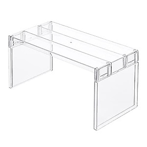1 Pack Detachable Plastic Refrigerator Organizer Shelf Multi-Purpose Storage Rack for Fridge Cabinet Cupboard Desktop, Clear