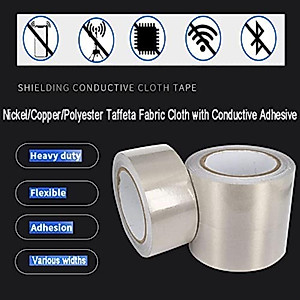 ADSWIN Faraday Tape,Copper Nickel Plated Conductive Electrode Tape Fabric,RF/EMI/EMF Shielding,Grounding (Size : 50mmX50m/2inX164ft)
