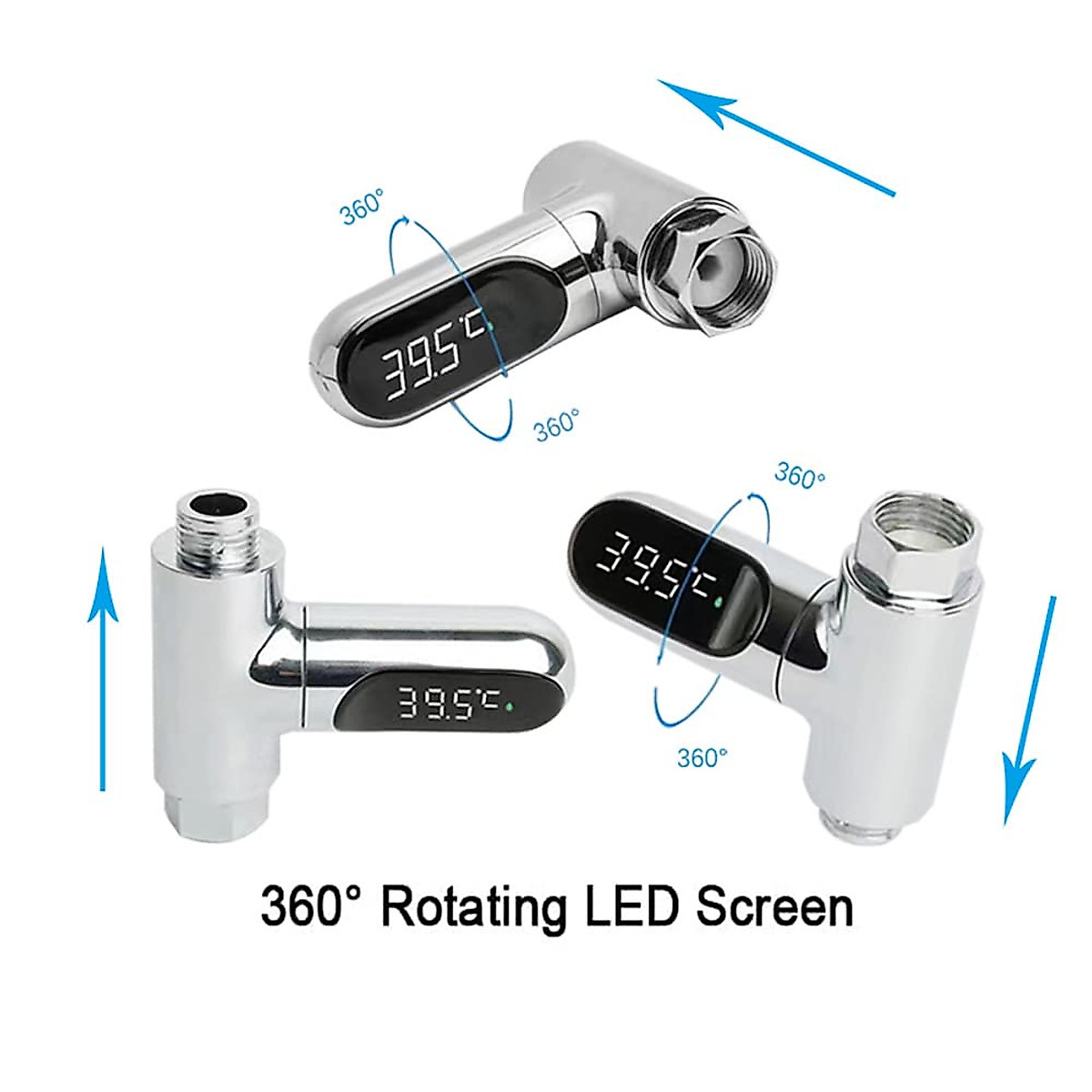 KAMEISHI Shower Thermometer Second Generation Led Digital Display Baby Bath Water Fahrenheit Celsius Thermometer 360°Rotating Screen for Home Bathroom Kitchen k2