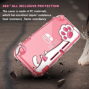 DLseego Protective Case for Switch Lite, Hard PC Clear Anti-Shock Split Cover with Cat-Pad Pattern