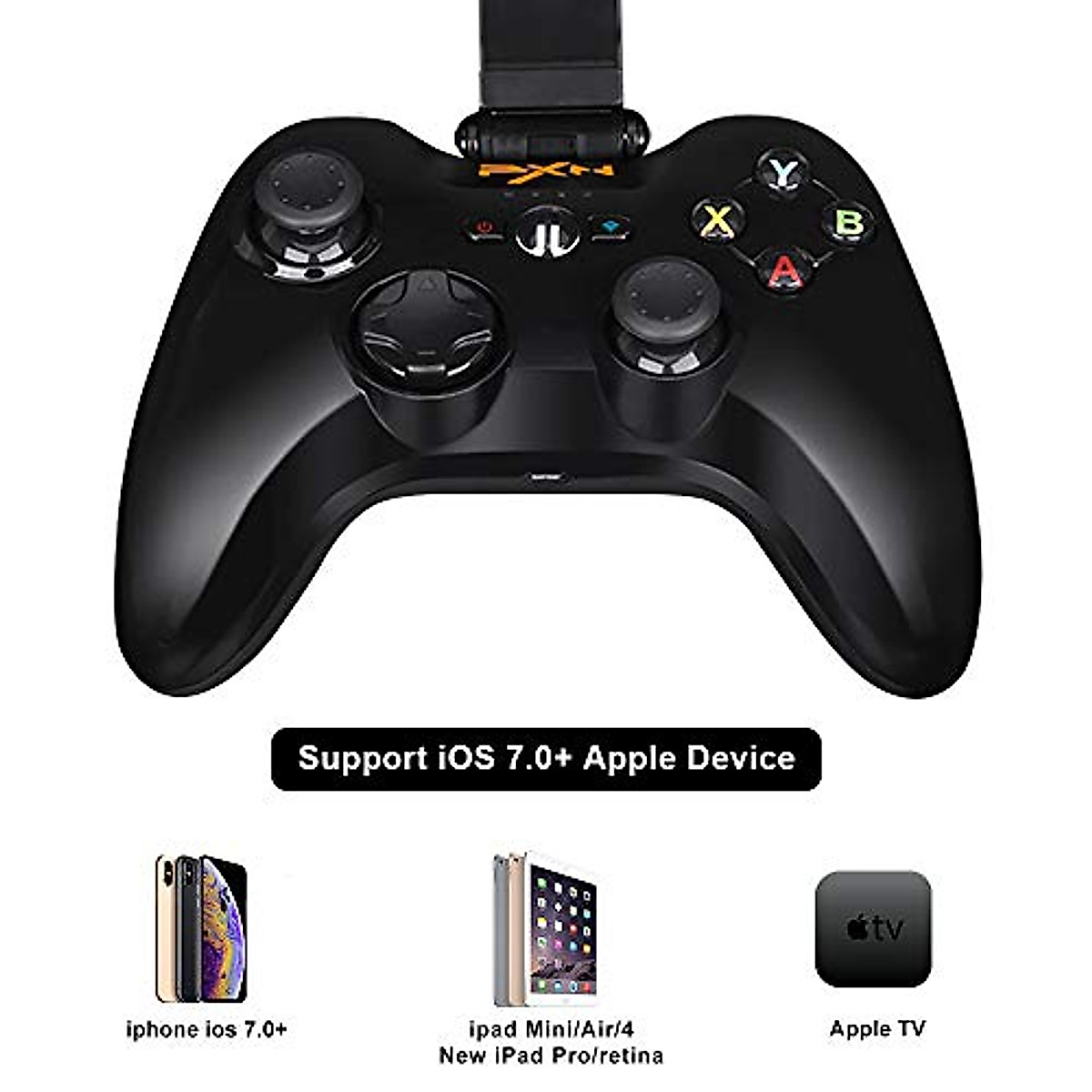 PXN Mfi Game Controller for Iphone Speedy(6603) IOS Gaming Controllers for Call of Duty Gamepad with Phone Clip for Apple TV, Ipad, IPhone (Black)