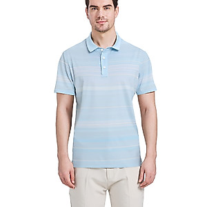 AULEEGAR Mens Golf Shirt Lightweight UPF 30+ XL Blue Stripe