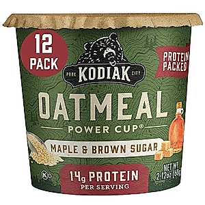 Kodiak Cakes Instant Protein Maple & Brown Sugar Oatmeal in a Cup, 2.12oz (Pack of 12)