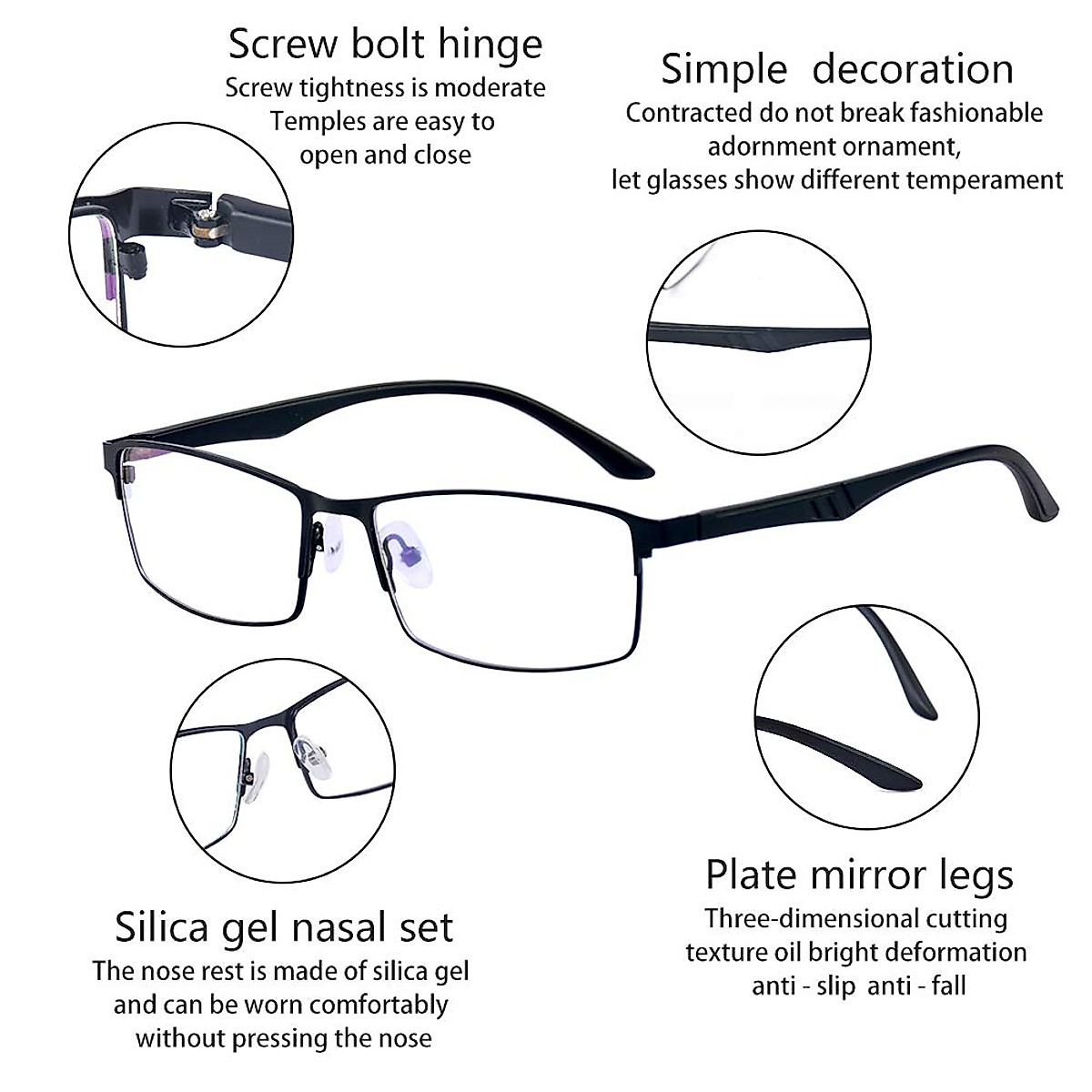 ALWAYSUV Shortsighted Glasses TR90 Full Frame Myopia Glasses -4.0 Men Women Black Please Kindly Note These are not Reading Glasses