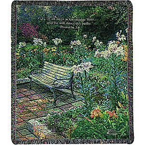 Manual Woodworkers & Weavers Tapestry Throw, Thomas Kinkade Eternal Springtime Proverbs 3:6, 50 x 60
