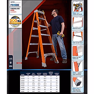 Louisville Ladder FS1504 4' Fiberglass Step Ladder, 4 feet, Orange