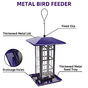 Metal Bird Feeder,Wild Bird Feeders for Outside Hanging 4LB Large Capacity,Thickened Metal Wild Bird Feeder for Finch Cardinal Chickadee,Weatherproof and Durable,Gifts for Bird Lovers Christmas