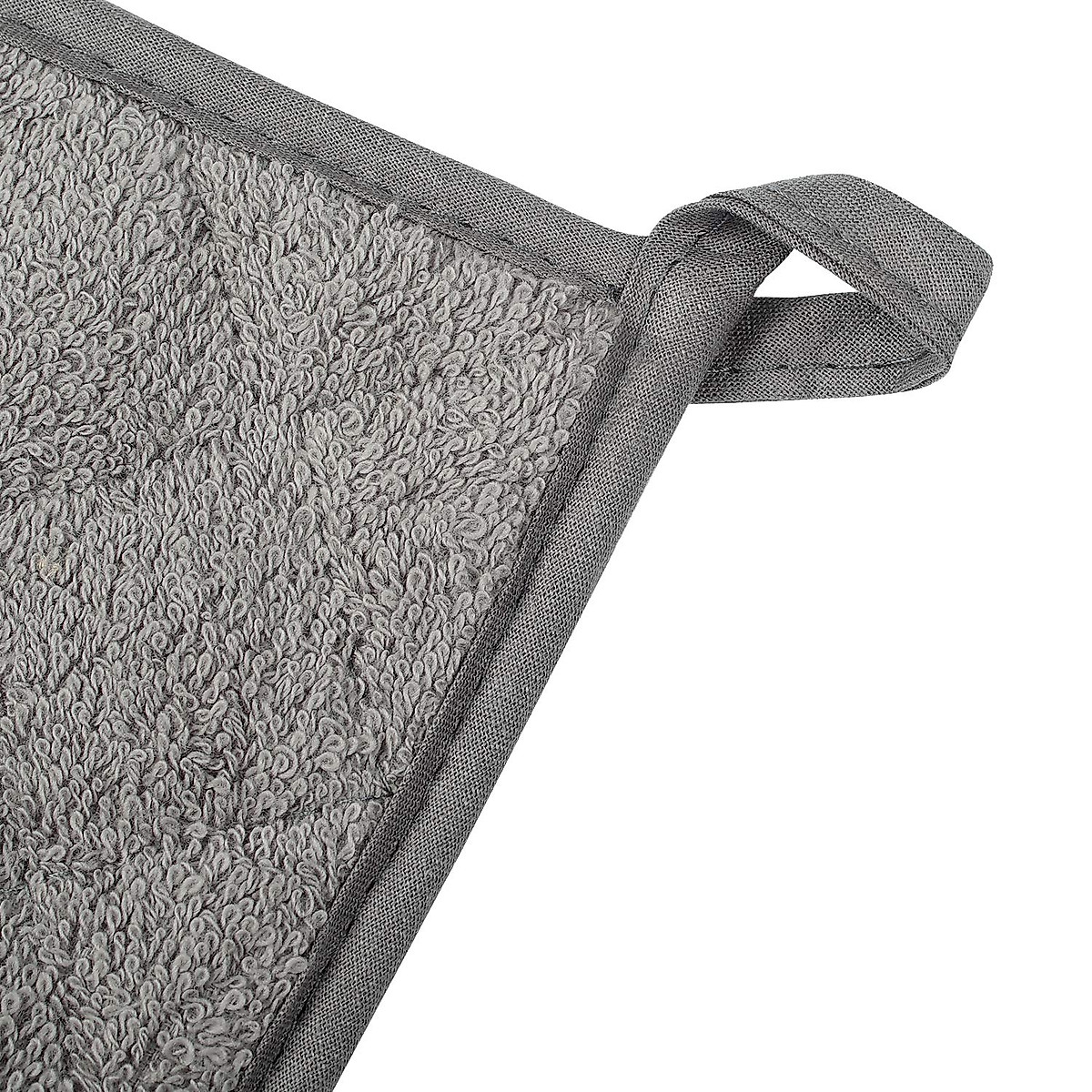 100% Cotton Kitchen Everyday Basic Terry Pot Holder Heat Resistant Coaster Potholder for Cooking and Baking Set of 5 Grey