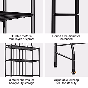 Majzya Over The Toilet Storage Rack, 3-Tier Bathroom Organizer Bathroom Shelf Space Saver, Freestanding Bathroom Cabinet Tower Shelf Above Toilet Stand, Black