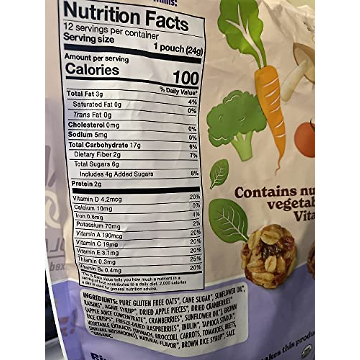 MadeGood Organic Granola Minis 24-Bag Organic Snack Variety Pack, Gluten Free Mon GMO Vegan Nut Free Individually Wrapped Snack Packs