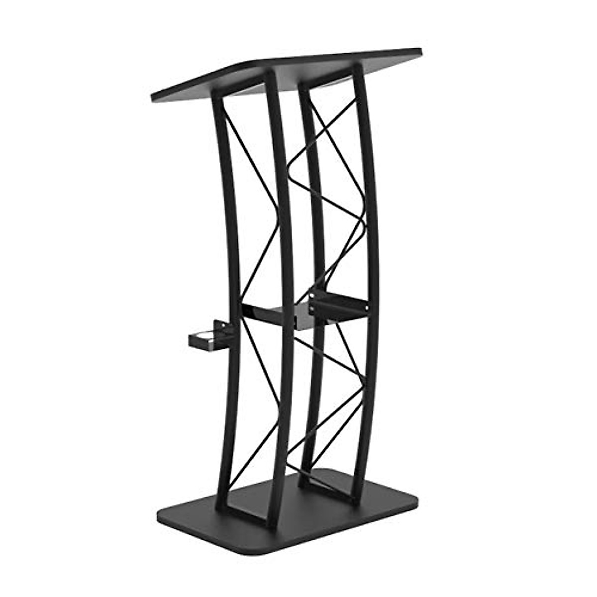 FixtureDisplays® Curved Podium, Truss Metal/Wood Pulpit Lectern with A Cup Holder 11568-H