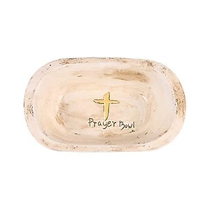 WHLHMK Resin Prayer Small Dough Bowl, Christian Cross Prayer Bowl, Religious Dough Bowl Religious Gifts for Women, Farmhouse Decor Rustic Home Decor (White 8.6 x 5 x 2')