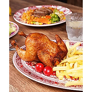 Sonemone 14 Inch Red Serving Platter Large Oval Serving Plate Tray for Entertaining Thanksgiving Christmas Party, Microwave & Dishwasher Safe