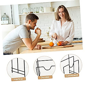 OKUMEYR Chopping Board Rack Pan Organizers Rack Baking Pan Organizer Cutting Board Stand Pot Lid Rack Pot Lid Holder for Kitchen Pot Cover Holder No Punching Storage Box Black Carbon Steel