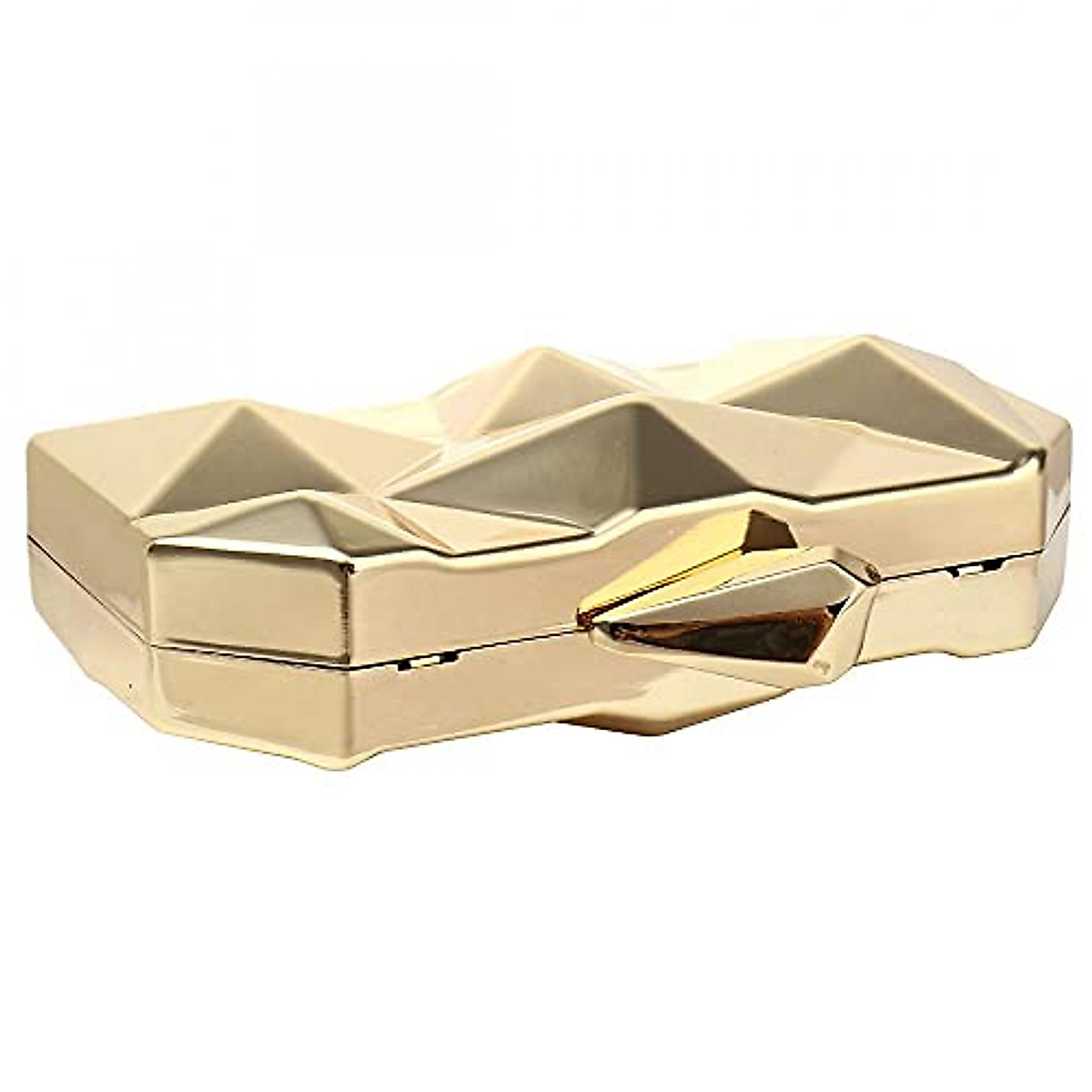 Women Geometric Lattice Pattern Metal Evening Bag Bridal Prom Crossbody Bag Party Clutch Wedding Purse with Chain (Silver)