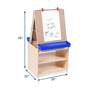 Children's Factory ANG1190 2-Station Art Center, Kids Art Easel & Storage Unit, Toddler Classroom Furniture & Organization for Homeschool/Playroom/Daycare/Preschool