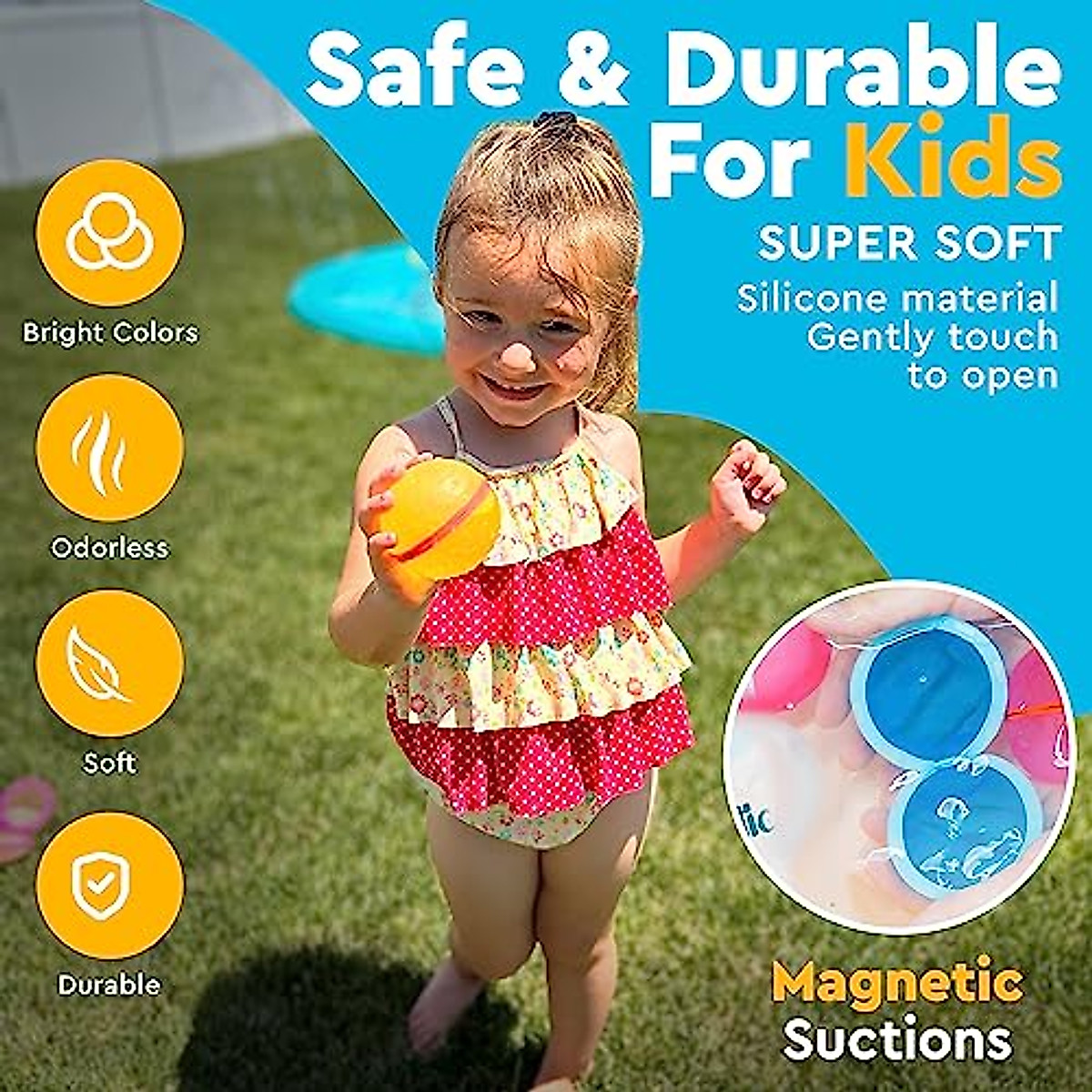 LEGACY KIDS Reusable water balloons For Kids, Water Balloons Quick Fill, Refillable Water Balloons For Kids, Reusable Water Balloons Magnetic, Reuse Water Balloons, Silicone (12) (Regular)