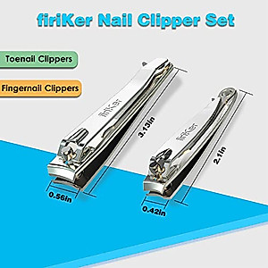 firiKer Nail Clipper Set,Premium Stainless Steel Fingernail and Toenail Clipper Cutters, Fingernail Clipper Cutters Sets with Nail File Sharp,Effortless Stainless Steel Nail Clippers for Men & Women