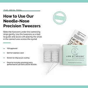 Contours Rx Precision Tweezers - Stainless Steel Needle Nose Tweezers for Eyebrows, Facial Hair & Lash Extensions - Precise Placement of Lids by Design Correcting Strips (3 inch)