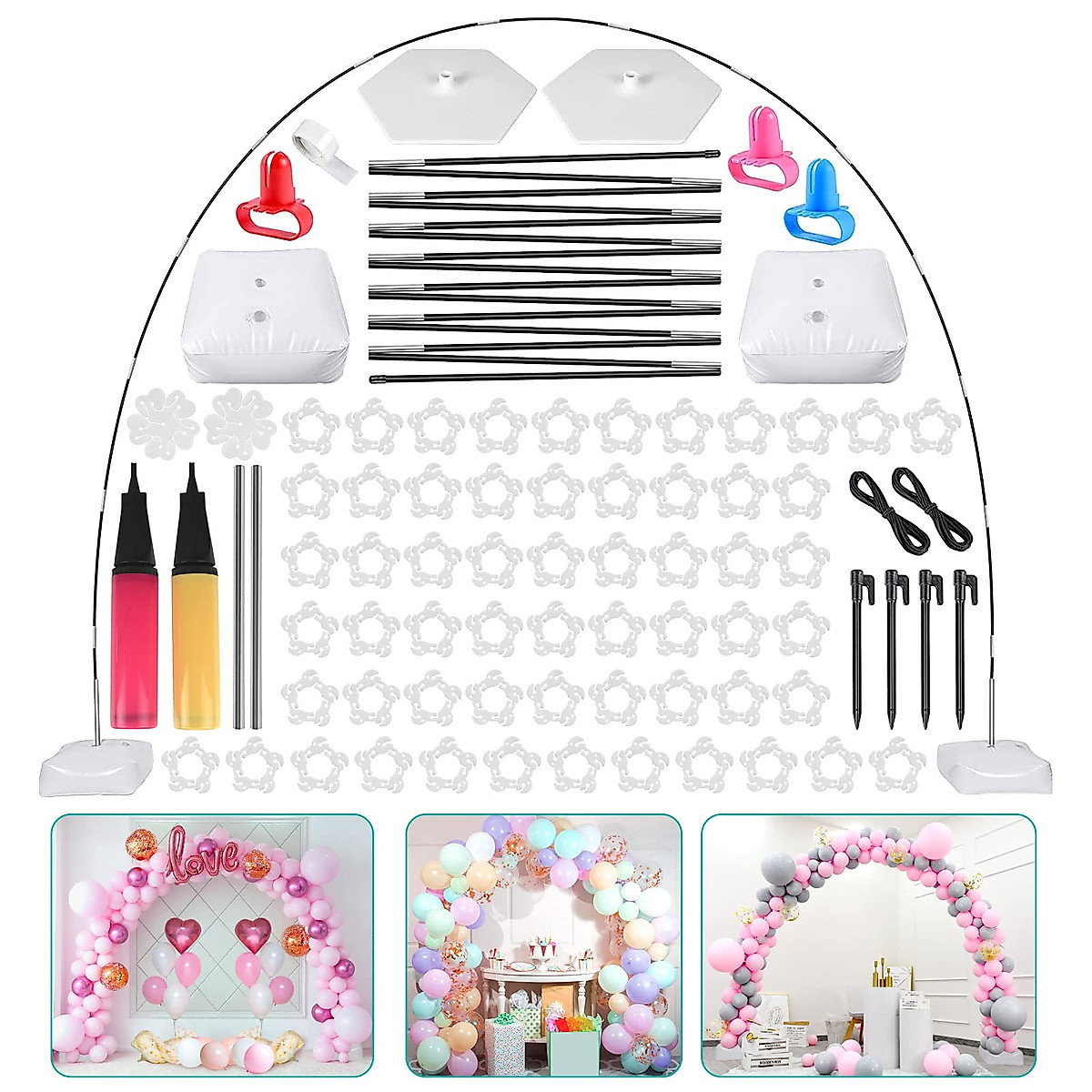 Party Spot! 95 Pcs Balloon Arch Kit, 9Ft Tall & 10Ft Wide Ajustable Balloon Arch Stand For Baby Shower Graduation Birthday Party Wedding Decorations