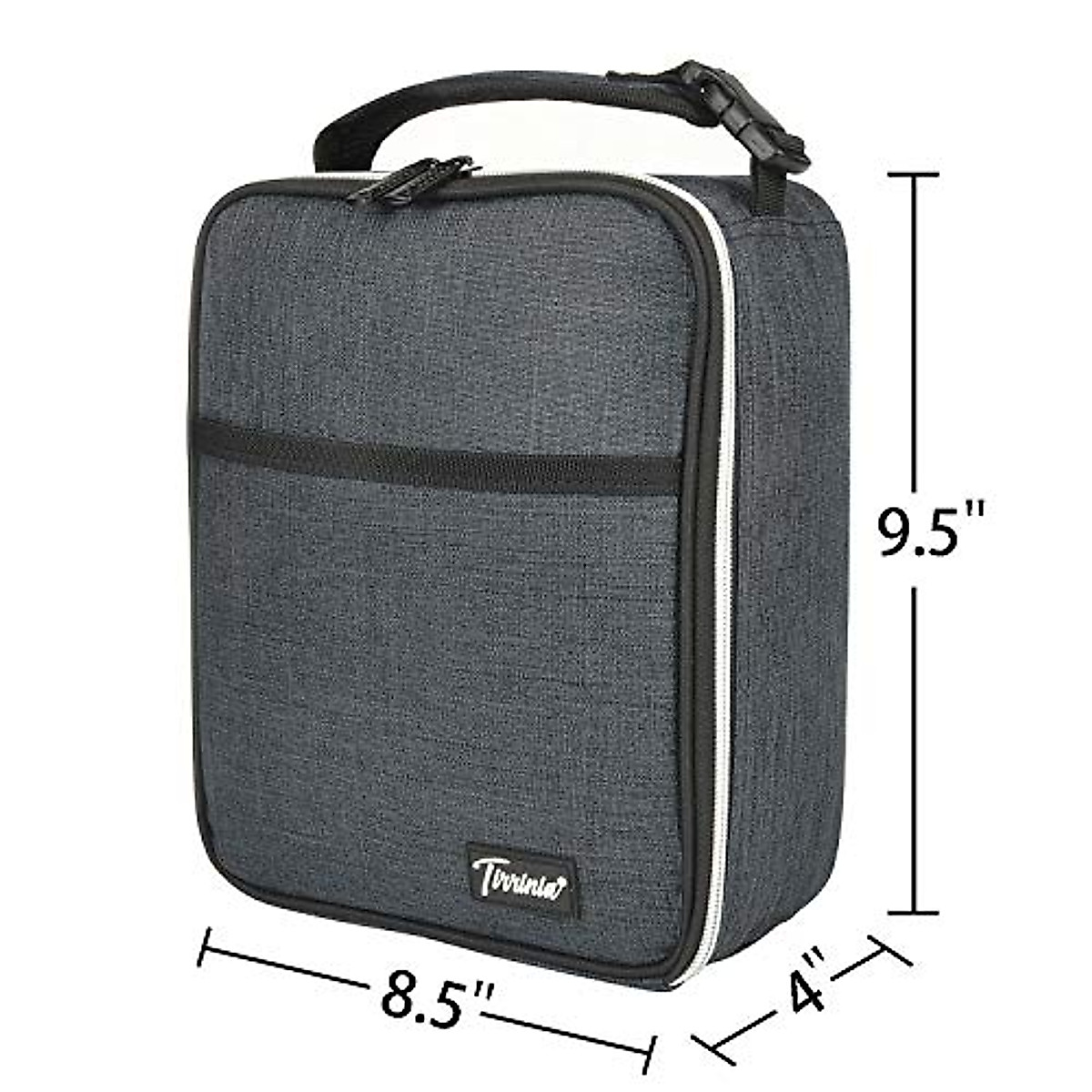 Small Insulated Lunch Bag for Men Women, Mini Portable Reusable Thermal Lunch Box Cooler Tote for Adults & Kids, Charcoal