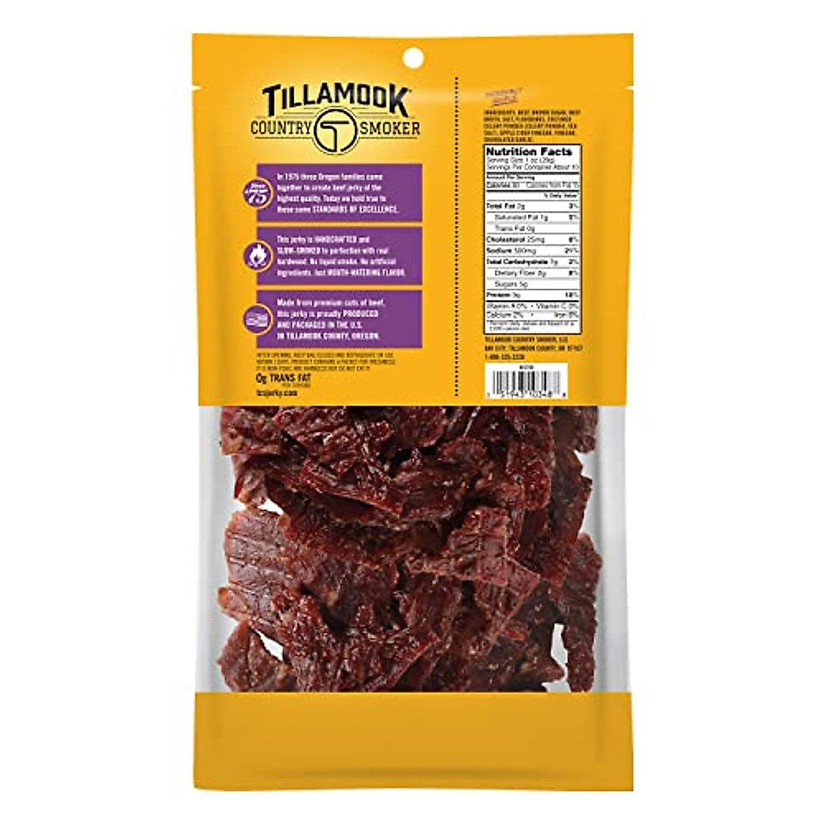 Tillamook Country Smoker Real Hardwood Smoked Beef Jerky, Spicy & Sweet, 10 Ounce