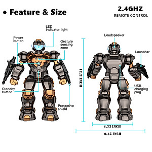 PP PICADOR Programmable Smart RC Robot Toy for Kids 5-10, Gesture Sensing, 2.4Ghz Remote, Chargeable Robotics Kit - Birthday Gift (Matte Metallic)