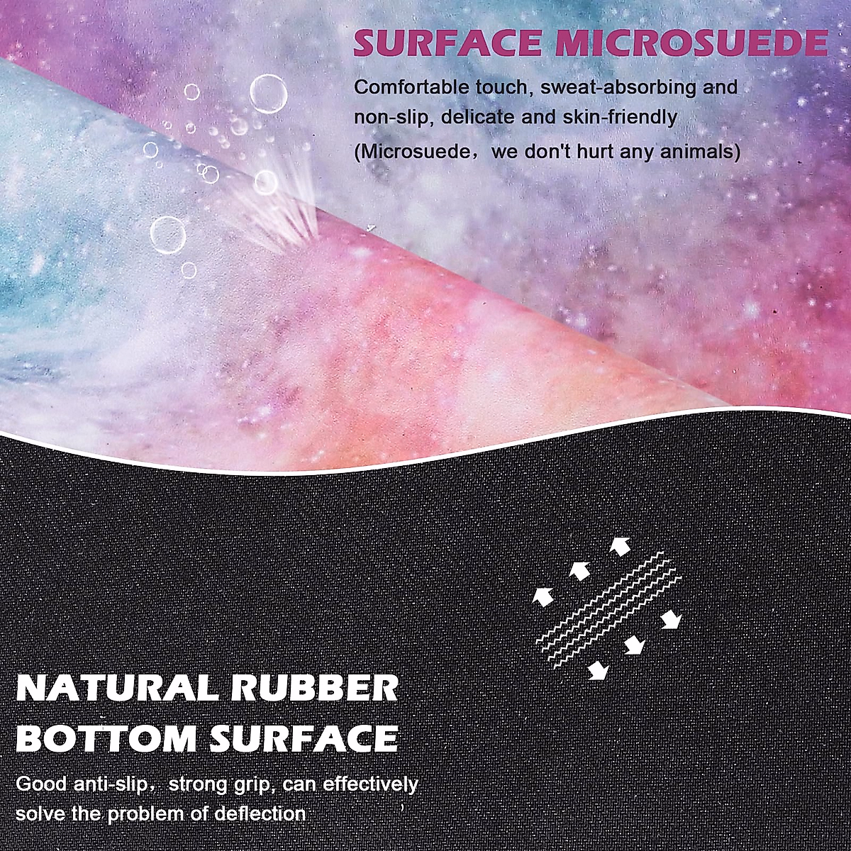 GOOGIC Suede Rubber Yoga Mat, Non-Slip Yoga Mat 4.5mm Thick Lightweight Printed Travel Mat with Strap Exercise Mats for Home Workout- Ideal for Yoga, Pilates, Fitness(Galaxy Pink)