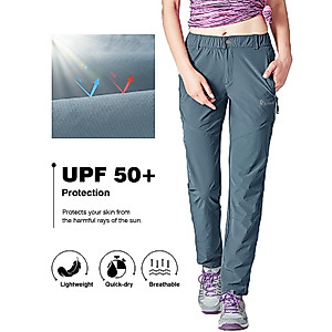 Rdruko Women's Hiking Pants Water-Resistant Quick Dry Outdoor Fishing Travel Walking Pants(Dusty Blue, US M)