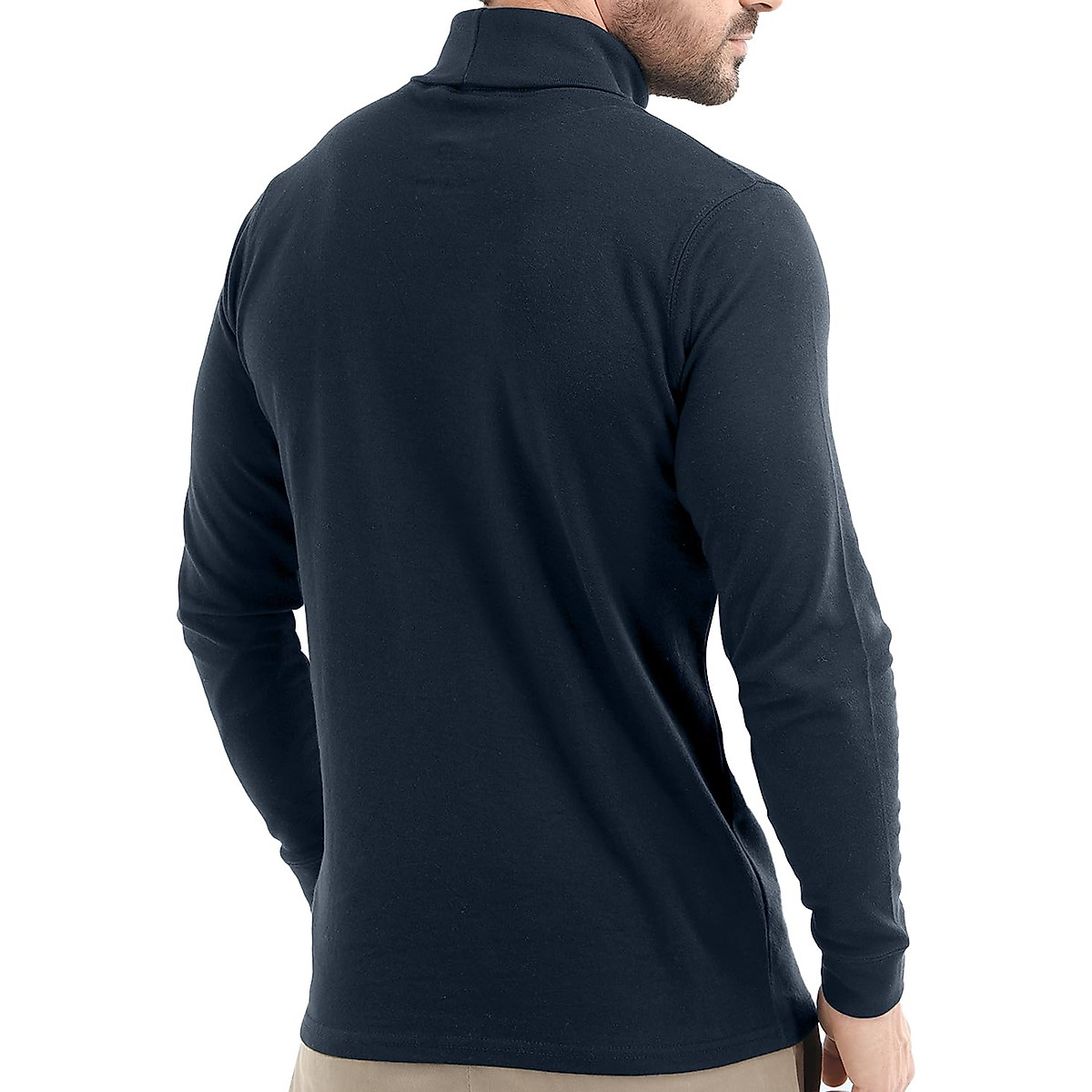 Utopia Wear Men's Turtleneck Slim Fit Lightweight Pullover Top, Large, Navy