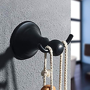 Alise Coat Hook Double Towel Robe Hook Clothes Hooks for Bathroom Kitchen Garage Table Cloakroom Wardrobe Swimming Pool,GOKE5102-B Matte Black Finish