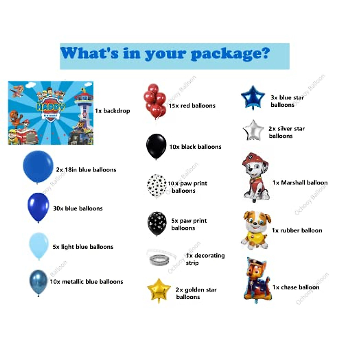 Paw Dog Birthday Party Decorations, Paw Theme Party Supplies Set for Girl’s/Boy’s with Balloons Garland kit, Dog Patrol Backdrop, Dog Foil Balloons (B)