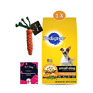 ILC Buy Small Dog Dry Food Bundle | Includes 1 Bag of Dry Adult Small Breed Chicken, Rice & Vegetables Flavor (3.5 LB)| Plus Carrot Dog Toy and a Booklet