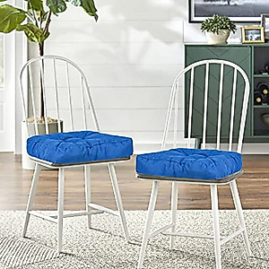 idee-home Outdoor Chair Cushions Set of 2, Tufted Memory Foam Outdoor Cushions for Patio Furniture 19" x 19", Replacement Seat Wicker Chair Cushions 4" Thick, Waterproof Chair Pad for Sofa Couch