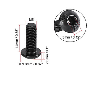uxcell M5x14mm Hex Socket Button Head Cap Bolts Screws Carbon Steel 50pcs