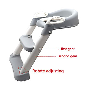 HTTMT- Classic Potty Training Toilet Ladder Seat With Upgraded Cushion Step Stool Ladder Toilet Chair/Toilet Trainer for Baby Toddler Kids Children In Gray [P/N: ET-BABY002-GRAY-C]