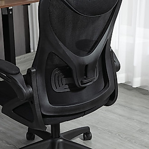 Ergonomic Office Desk Chair with Wheels High Back Computer Task Chair Home Mesh Swivel Desk Chair with Adjustable Back Height Flip up Arms Lumbar Support Headrest for Home/Study/Working