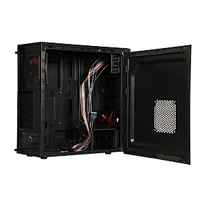 DIYPC Solo-T2-R Black USB 3.0 ATX Mid Tower Gaming Computer Case with 2 x Red Fans (1x 120mm LED Fan x Front, 1x 120mm Fan x Rear) Pre-Installed