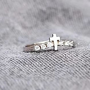 dsmrosp to My Daughter & Granddaughter Storms of Life Cross Arch Ring, S925 Sterling Silver Cubic Zirconia Rings, Eternity Cross Ring for Women Gift (1PCS,7)