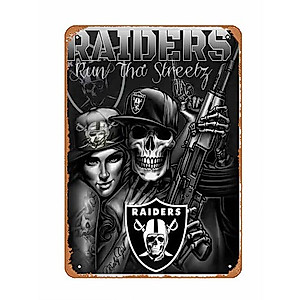 Raiders Poster Tin Sign Vintage Metal Sign for Home Cafe Bar Pub Man Cave Wall Decor 8x12 inch